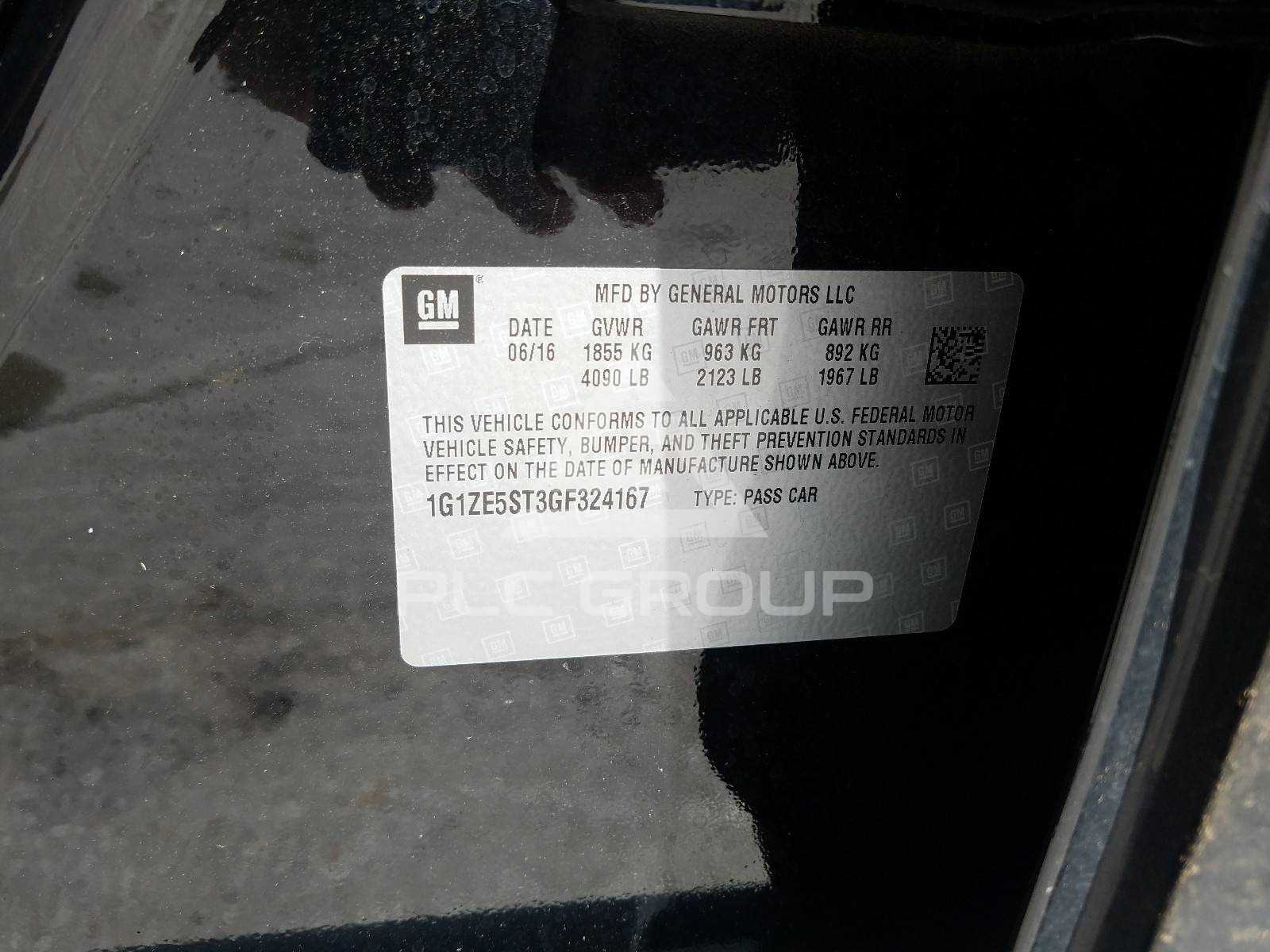2016 Chevrolet Malibu VIN: 1G1ZE5ST3GF324167 from the USA - PLC Group