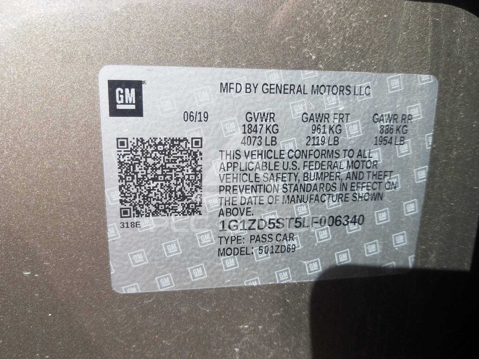2020 Chevrolet Malibu VIN: 1G1ZD5ST5LF006340 из США - PLC Group